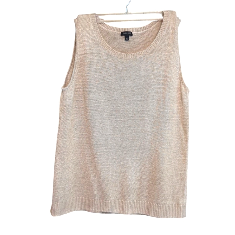Talbots Light Tan Knit 100% Linen Top - Gem